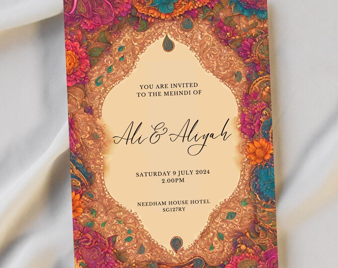 Mehndi Dolkhi Digital Invitation Editable Template With Vibrant Colours ...