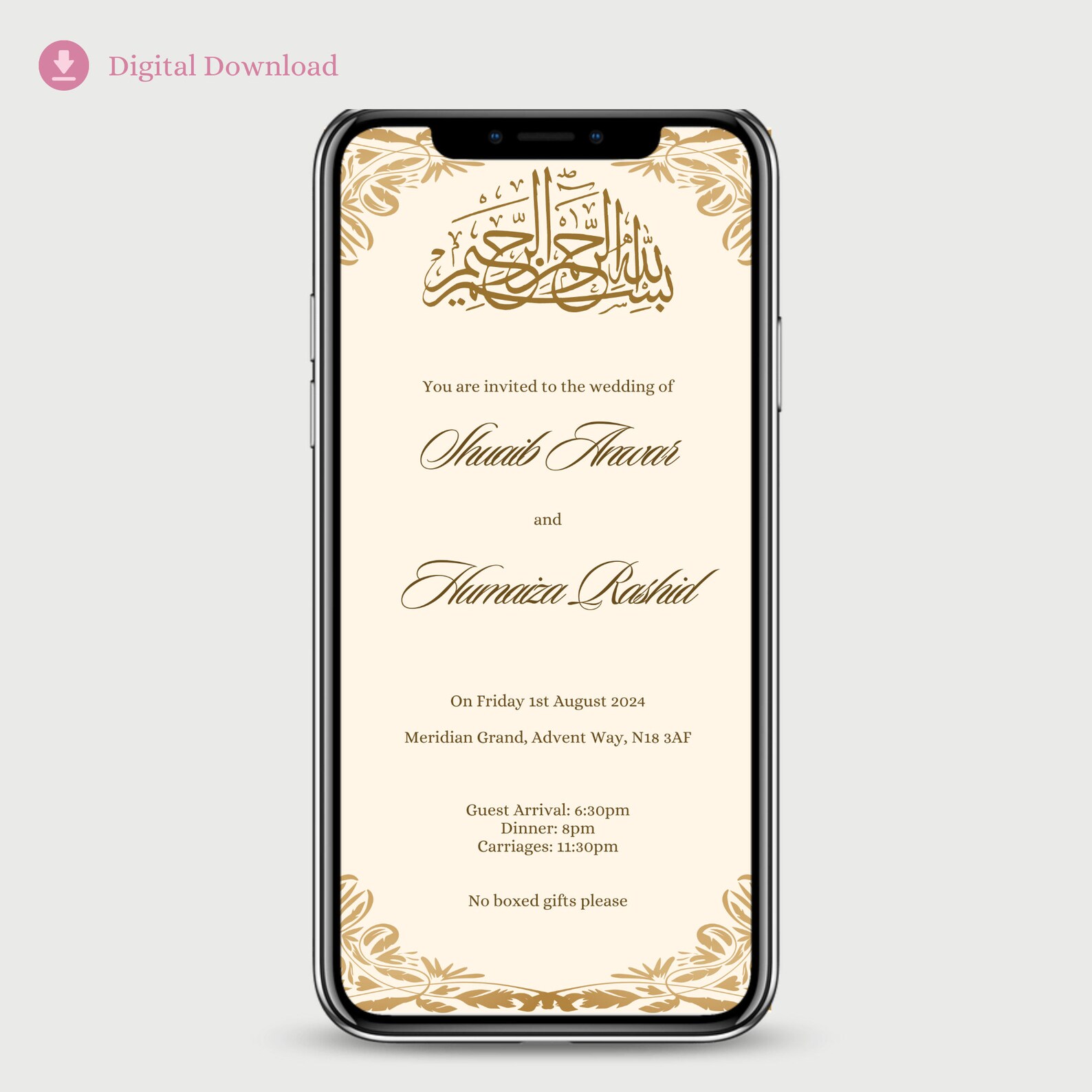 Nikkah Walimah Invitation, Digital Islamic Wedding / Walima Invite ...