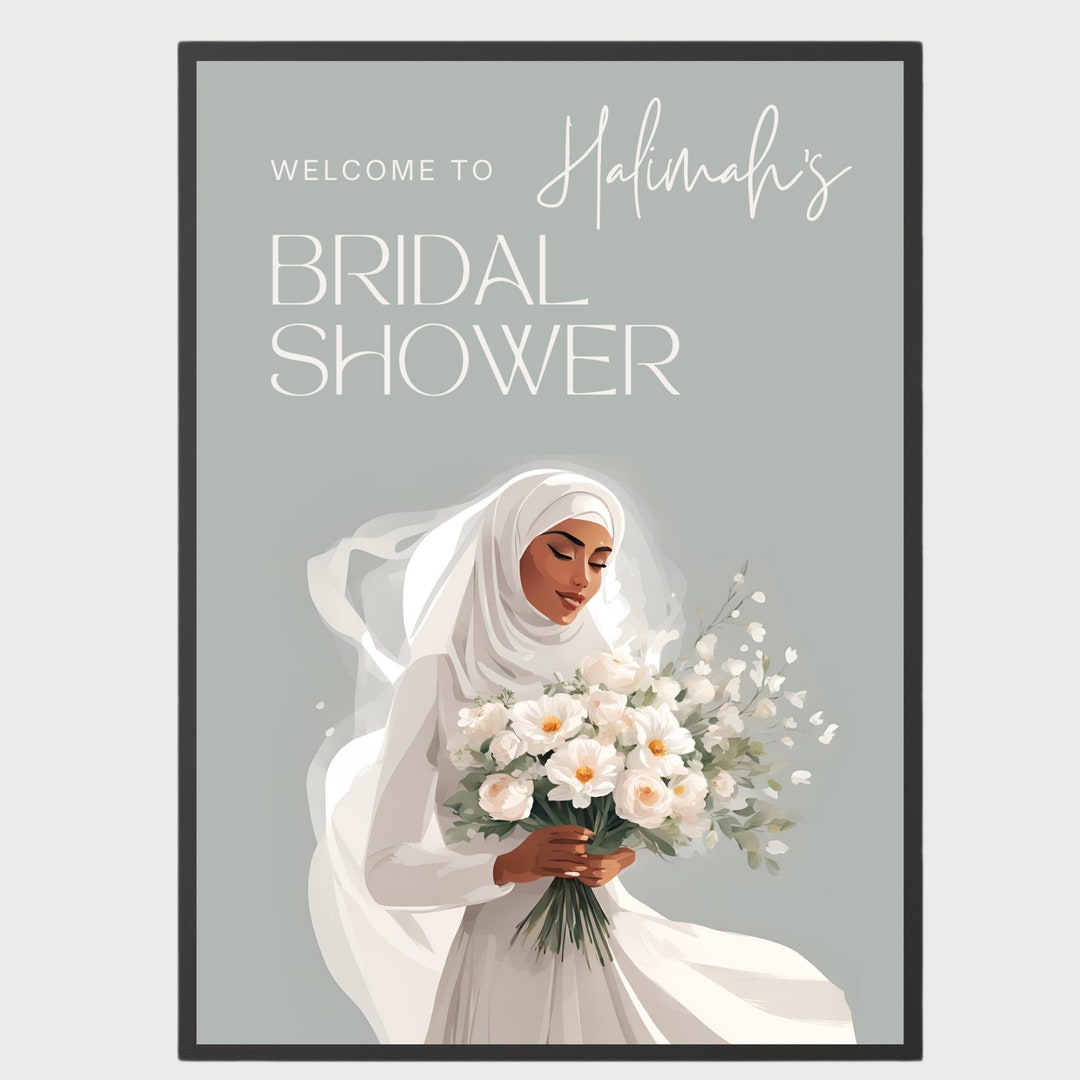Muslim Hijabi Bridal Shower Welcome Sign Editable Template Islamic ...