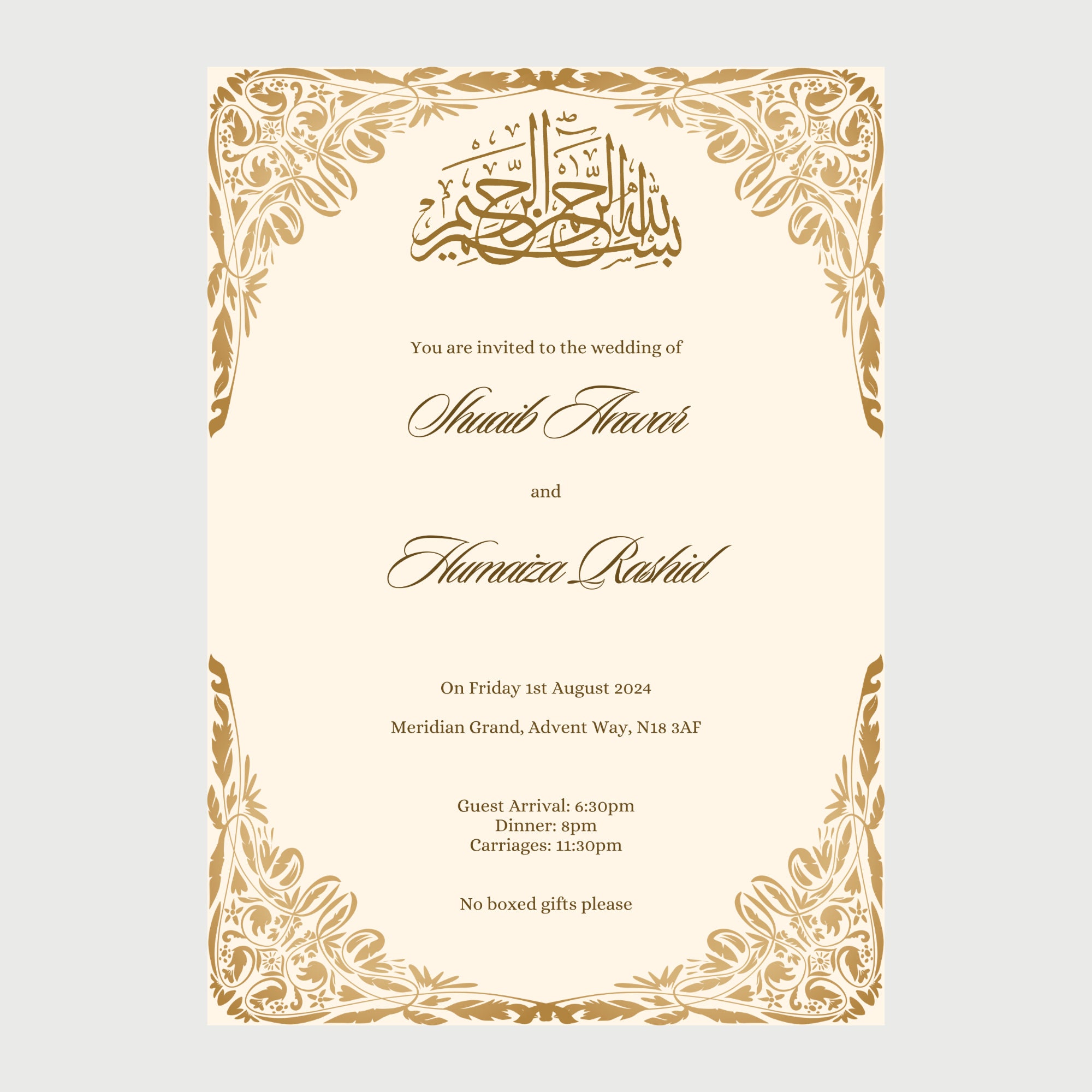 Nikkah Walimah Invitation, Digital Islamic Wedding / Walima Invite ...