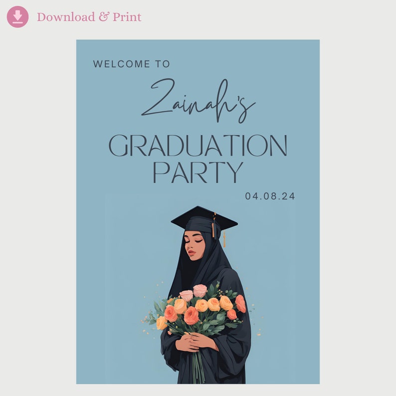 Custom Graduation Welcome Sign Hijabi Muslim Islamic Personalised - Etsy