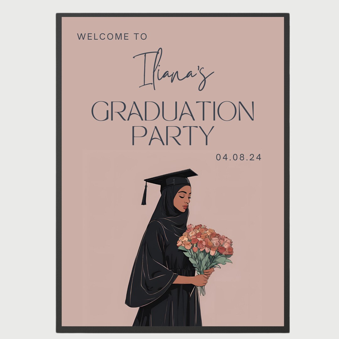 Custom Graduation Welcome Sign Editable Template Hijabi Muslim Islamic ...