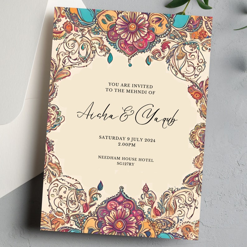 Mehndi Dolkhi Personalised Digital Invitation With Vibrant Colours and ...