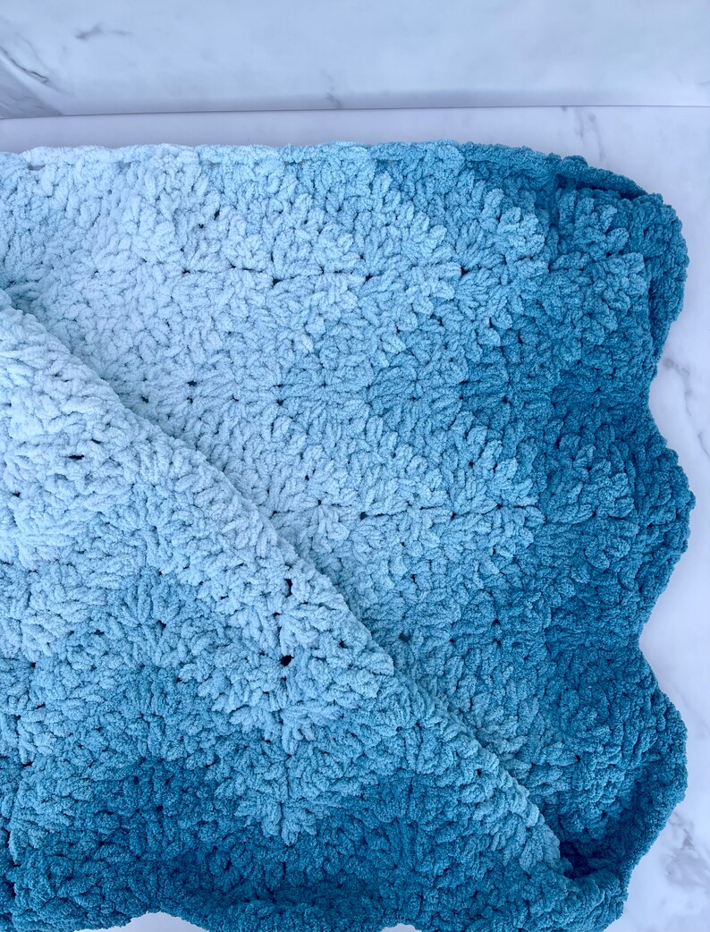 Teal Ombré Chenille Baby Blanket - Crochet Blanket - Chunky Chenille - Etsy