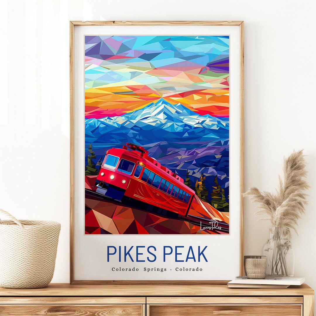 Pikes Peak Train Print - Colorado Souvenir for Mountain Lovers ...