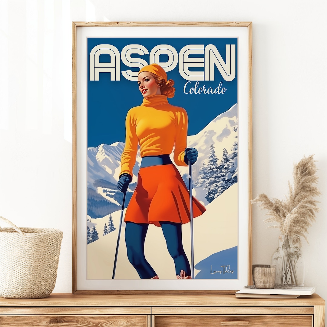 Aspen Ski Poster: Vintage Colorado Mountain Art Print - Etsy