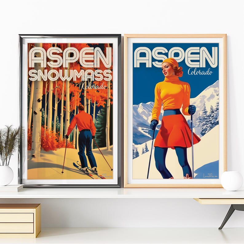 Aspen Ski Resort Poster Set: Vintage Colorado Travel Prints - Etsy