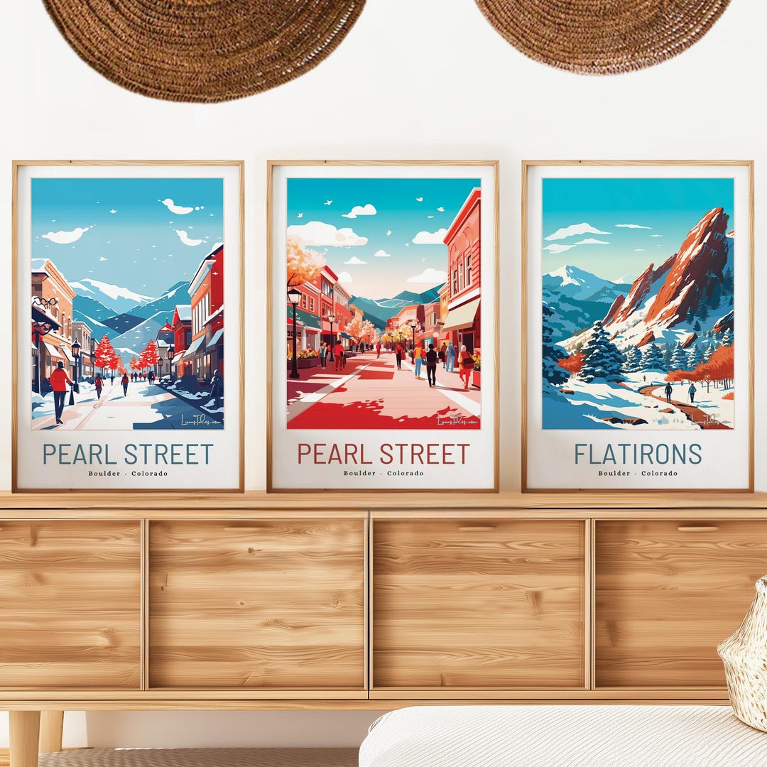 Boulder Colorado Travel Poster Set: Vintage City Prints - Etsy