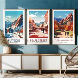 Boulder Colorado Travel Print - Vintage Flatirons Souvenir Poster - Etsy