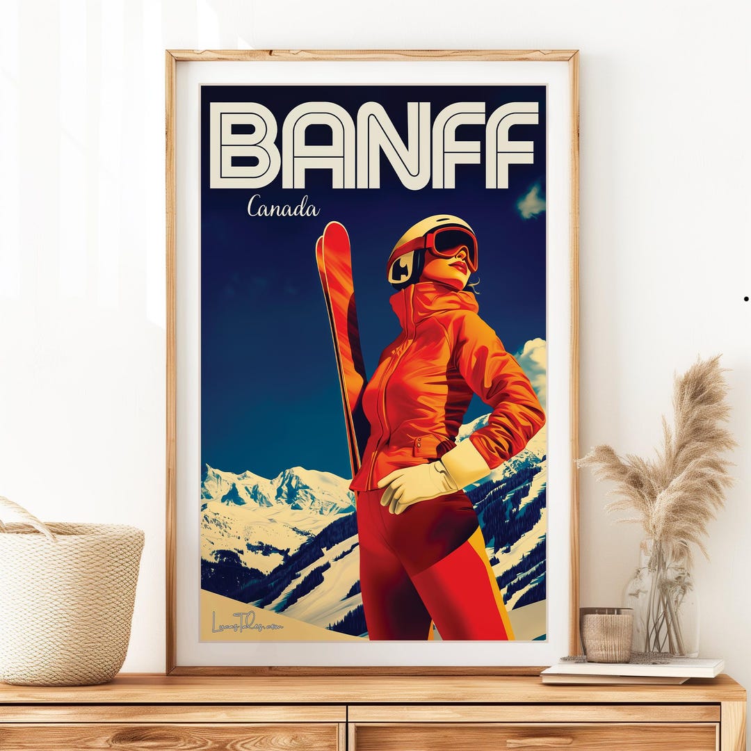 Banff Travel Art - Handcrafted Vintage Poster for Modern Interior ...
