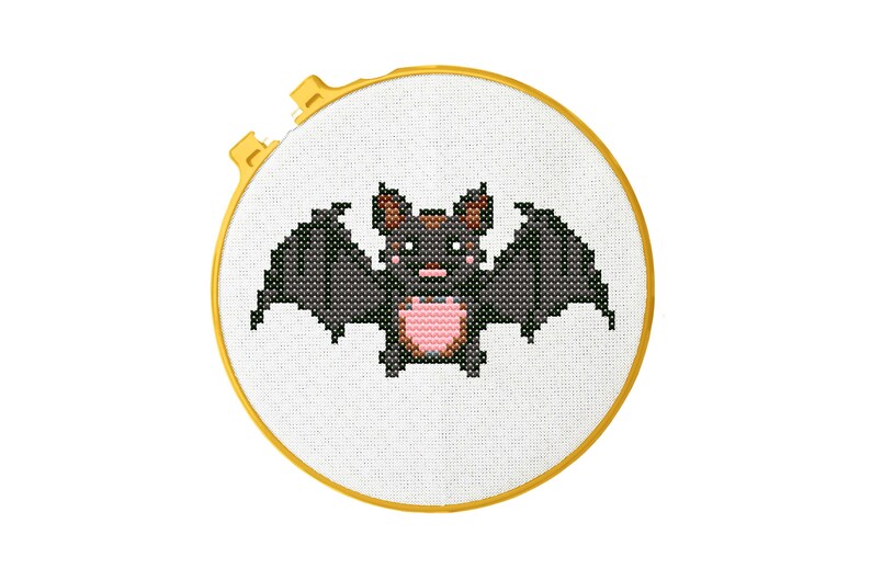 Halloween Bat Cross Stitch Pattern, Kawaii Cross Stitch, PDF Tiny Cross ...
