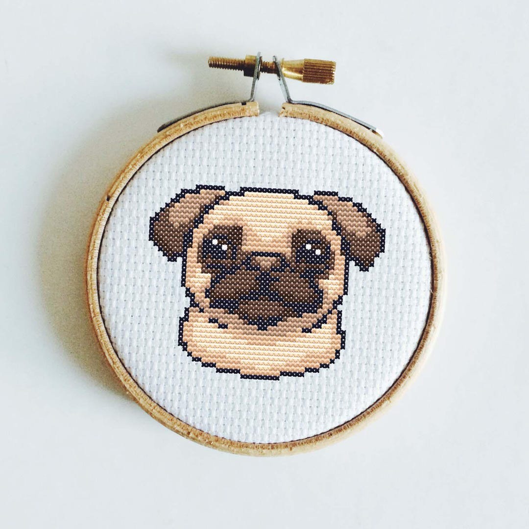 Cute Pug Cross Stitch Pattern, Kawaii Cross Stitch, PDF Tiny Cross ...