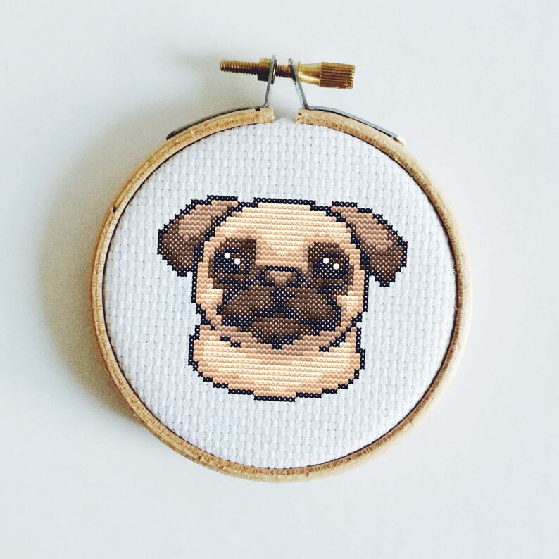 Cute Pug Cross Stitch Pattern, Kawaii Cross Stitch, PDF Tiny Cross ...
