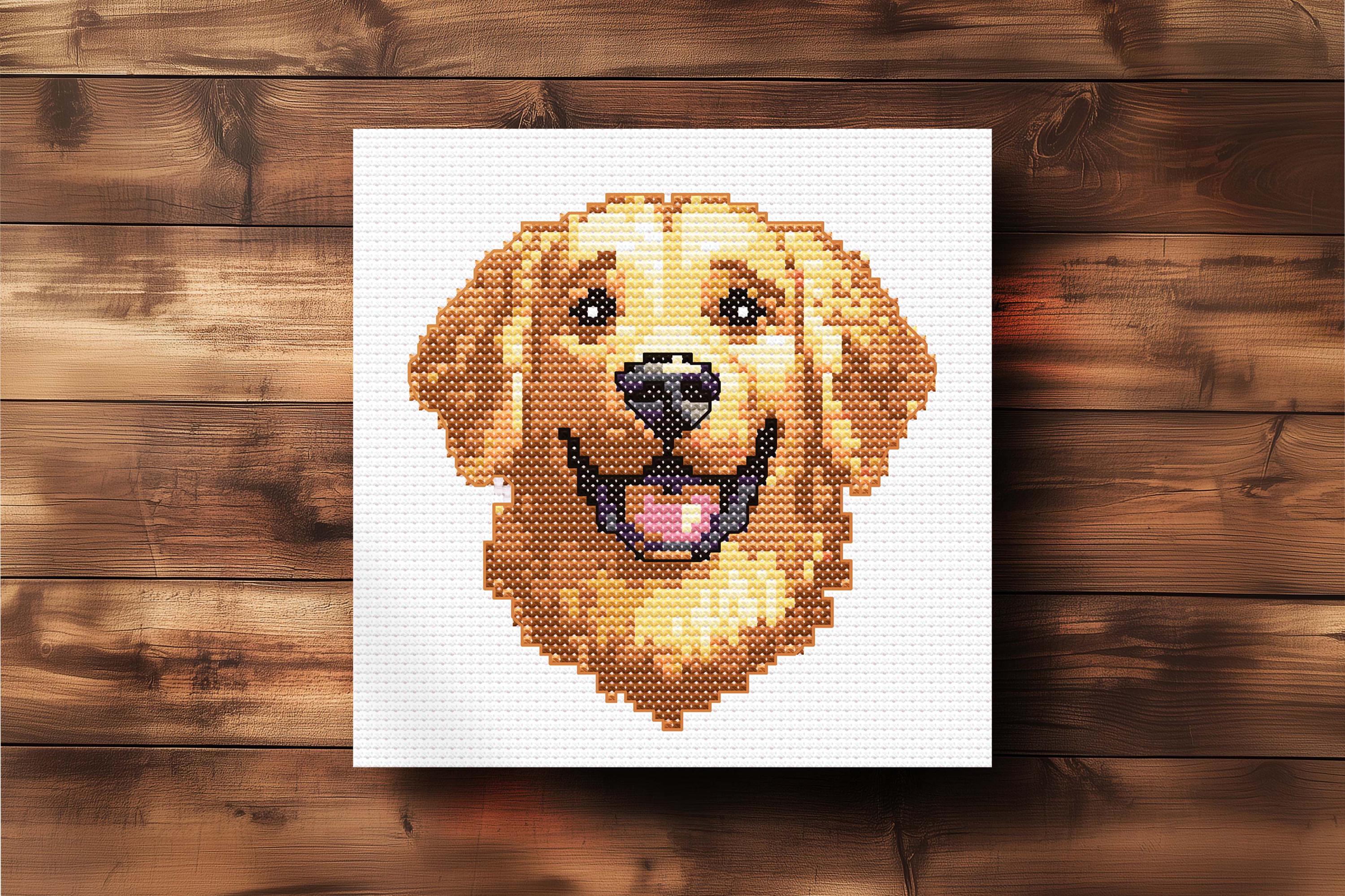 Cute Golden Retriever Cross Stitch Pattern, Dog Cross Stitch, PDF Tiny ...