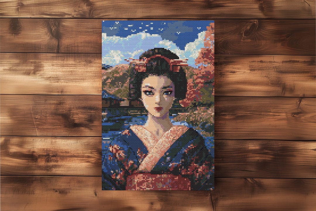 Geisha Cross Stitch Pattern, Japan Embroidery, Geisha Cross Stitch ...