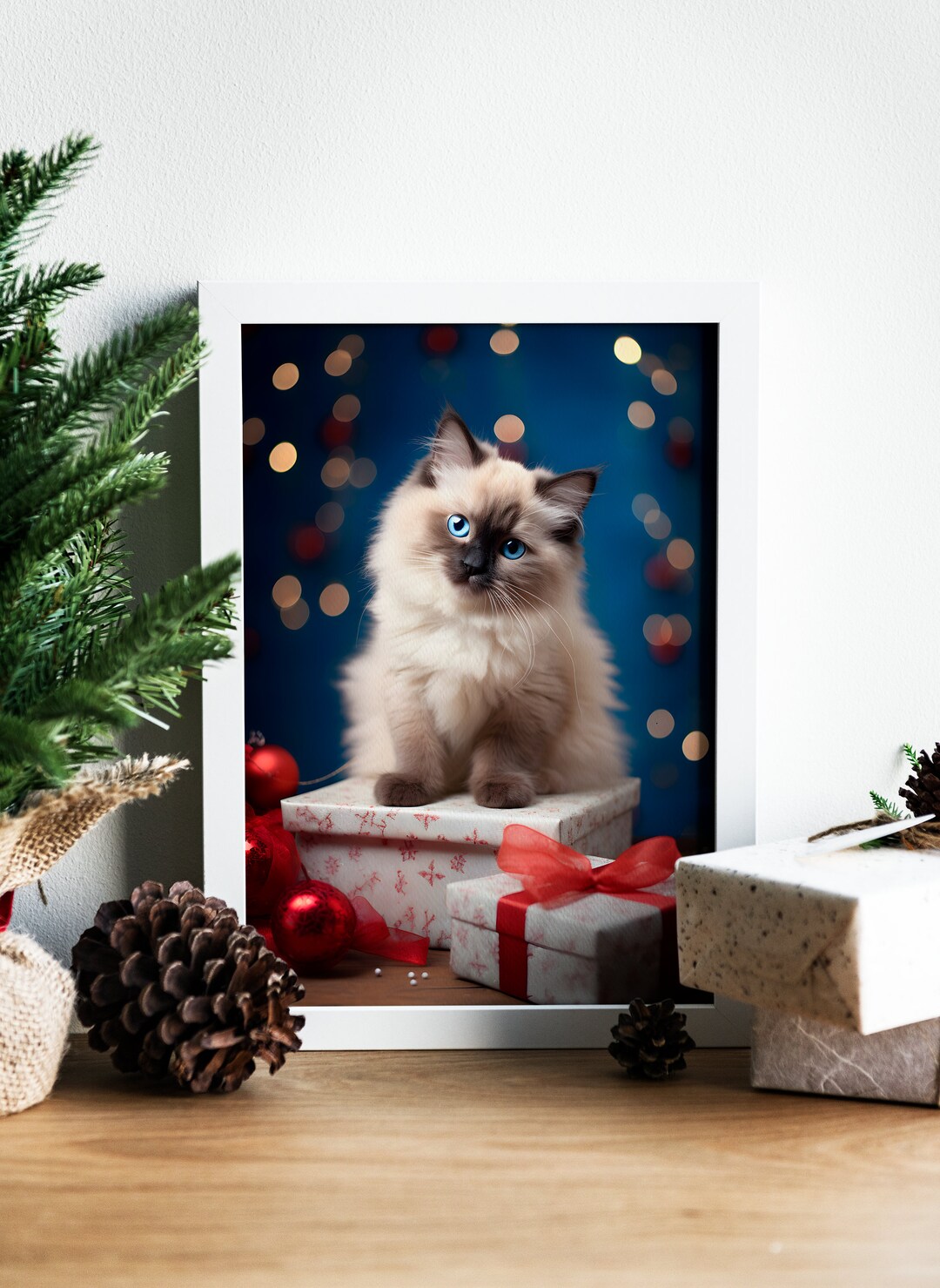 Ragdoll Cat Poster Meowy Christmas Poster Christmas Cat Wall Art Cat ...