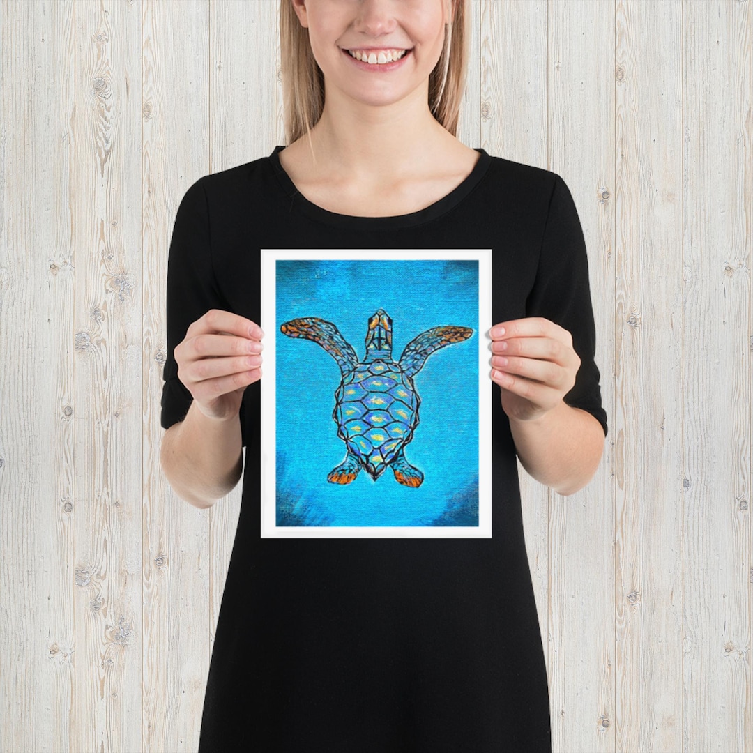 Sea Turtle Hatchling Art Print, Coastal Wall Decor - Etsy