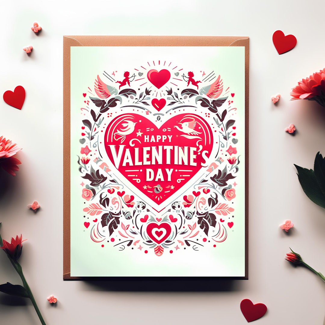 Valentine's Day Card, Digital Art, Instant Download, Digital Download ...