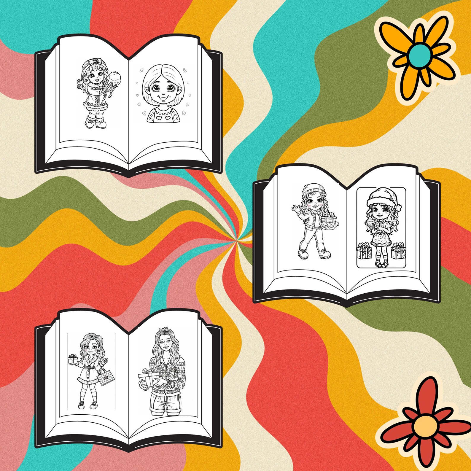 90 Girls Coloring Book Pages, Flash Cards Printable, Fall Coloring ...