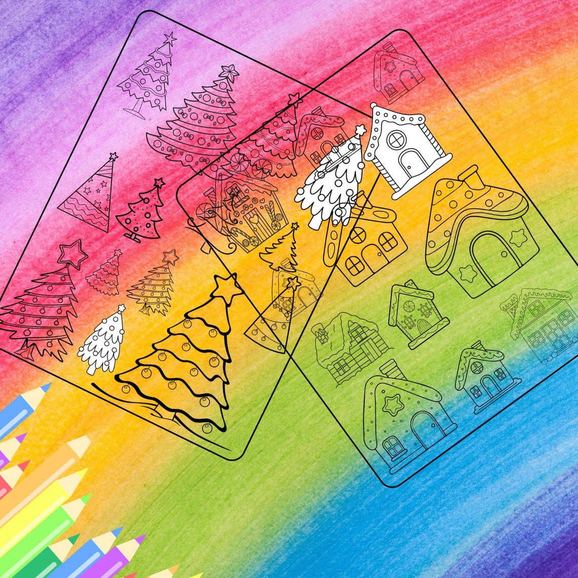 15 Printable Kids Coloring Christmas Pages Christmas Party - Etsy