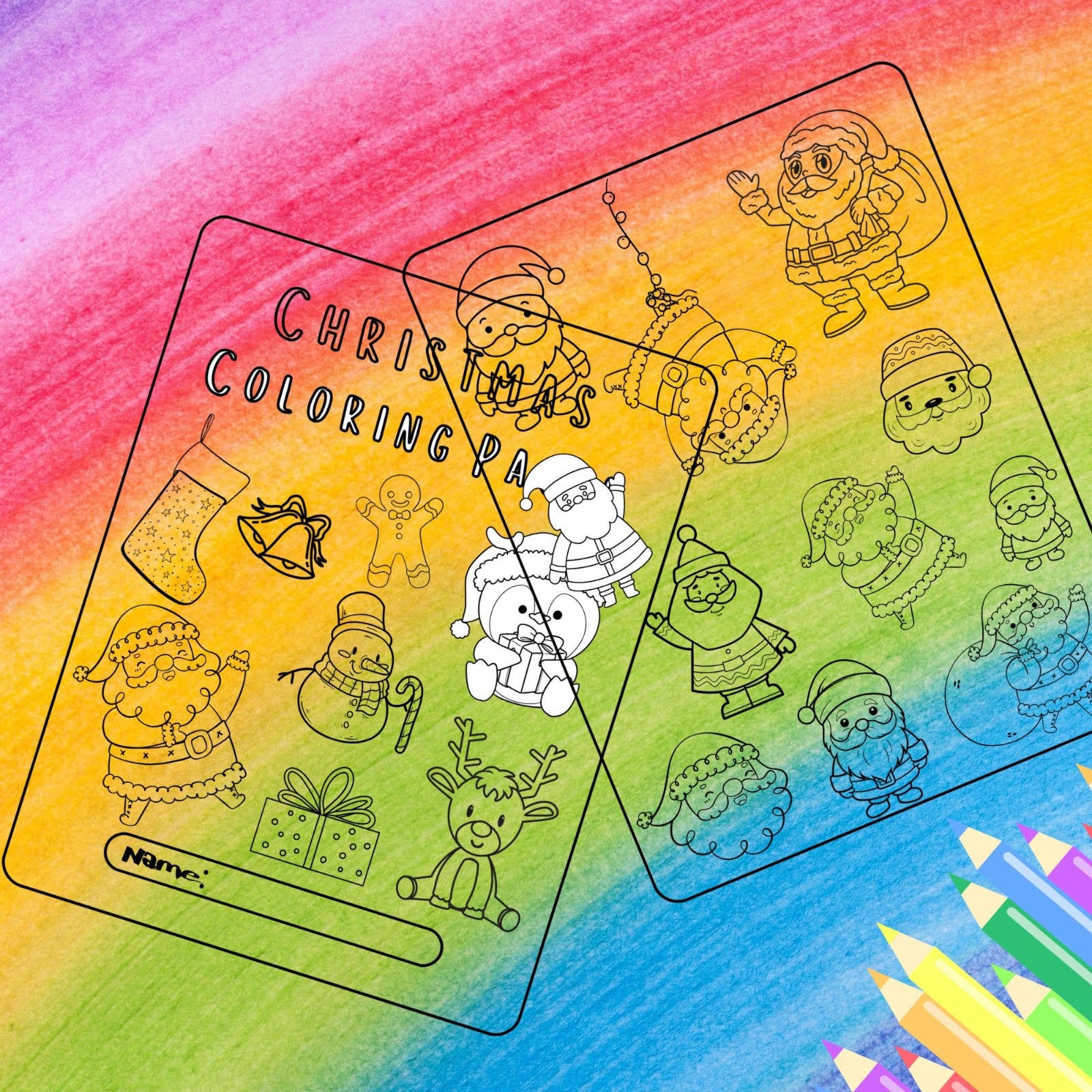 15 Printable Kids Coloring Christmas Pages Christmas Party - Etsy