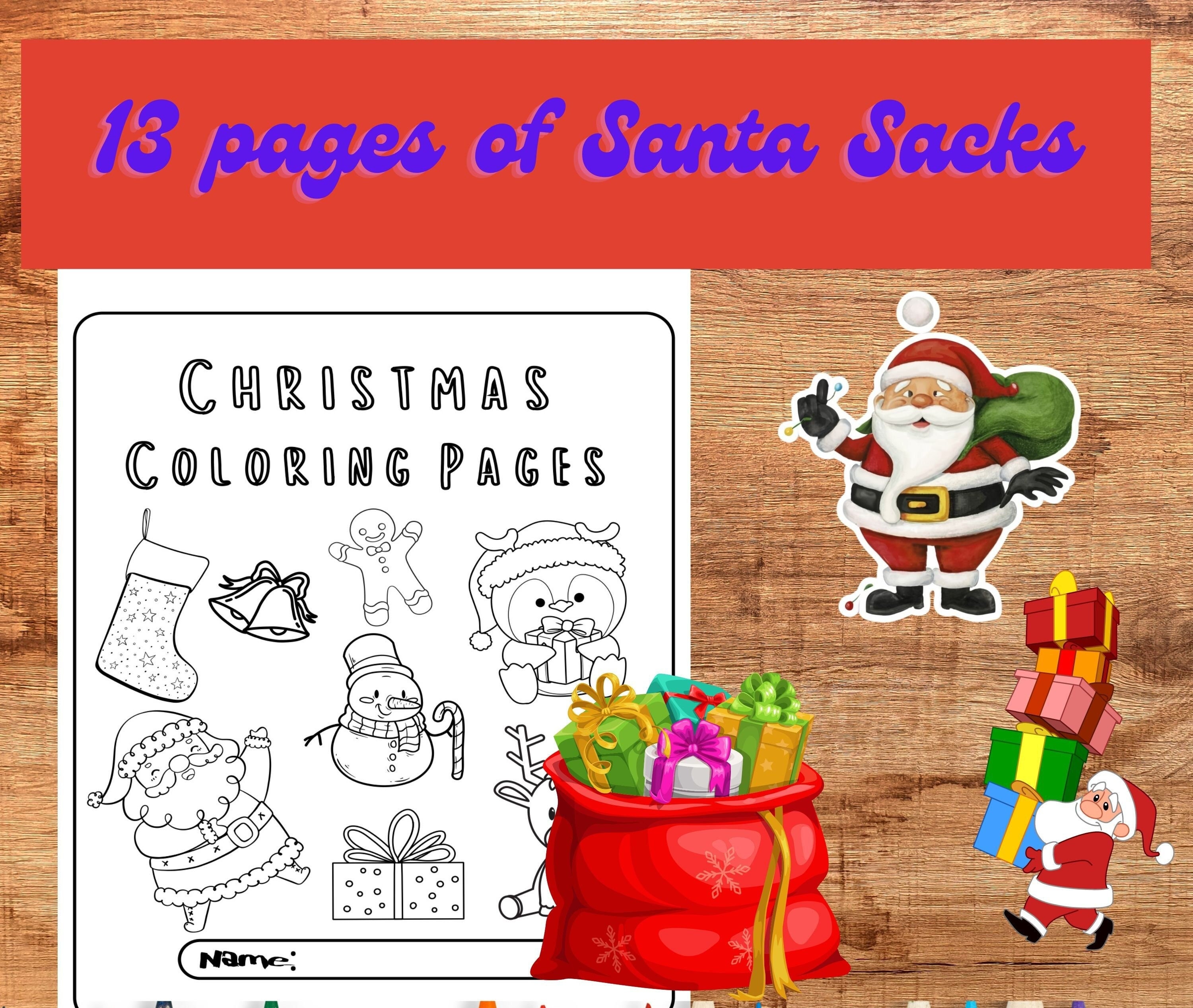 Santa Sacks, Santa Sack, Coloring Book Christmas Coloring Book Girls ...
