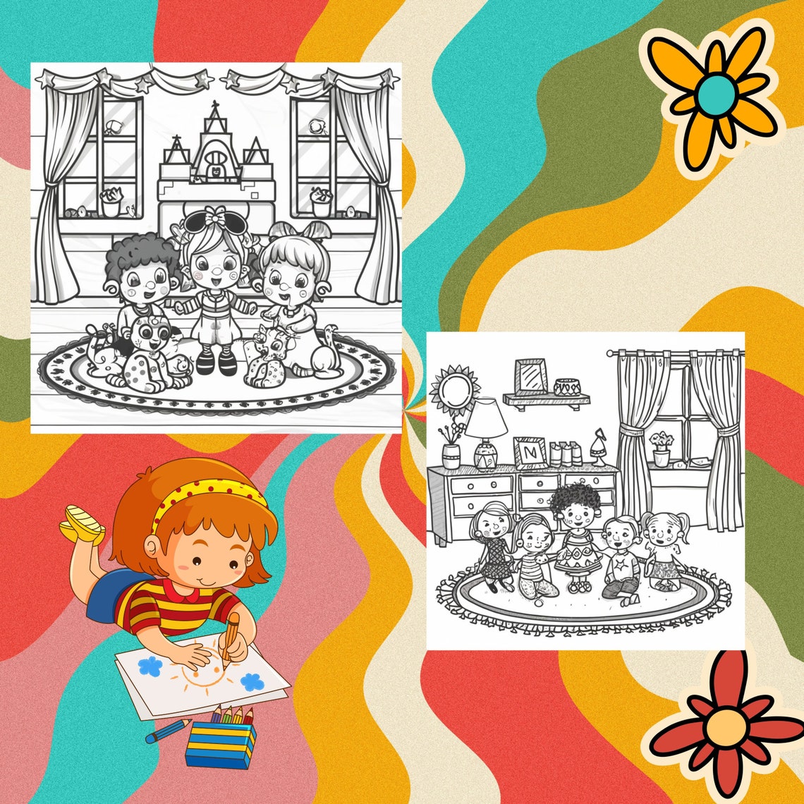 90 Girls Coloring Book Pages, Flash Cards Printable, Fall Coloring ...