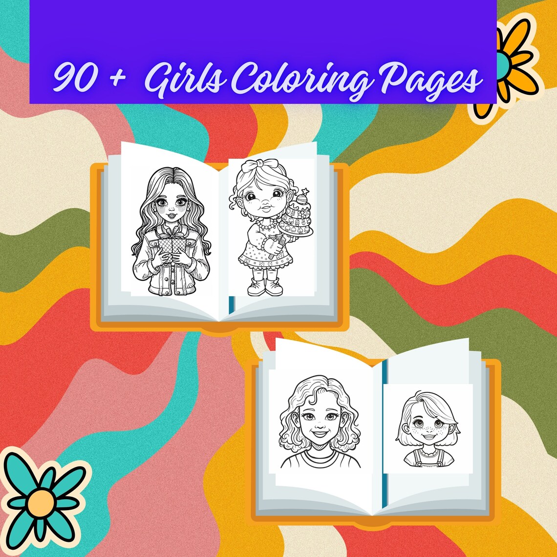 90 Girls Coloring Book Pages, Flash Cards Printable, Fall Coloring ...