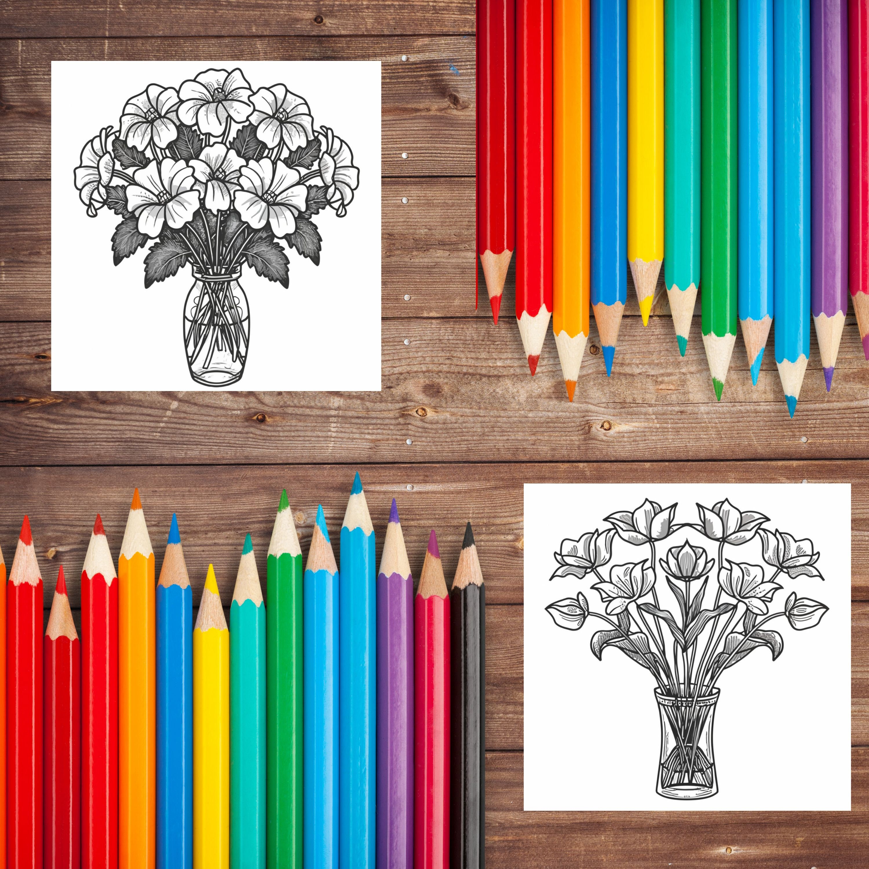 110 Floral Coloring Page, Flowers Coloring Page, Printable, PDF, Flower ...