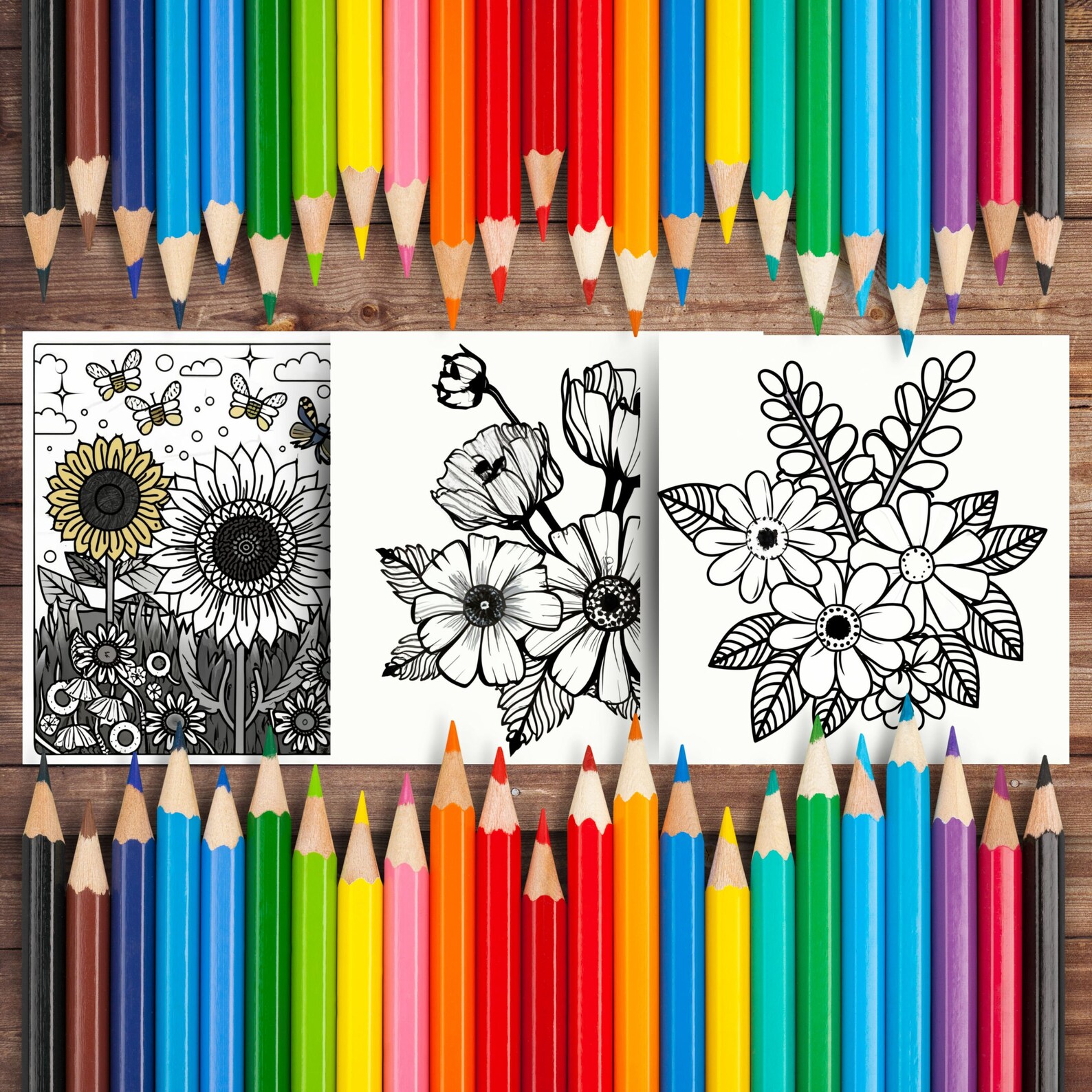 110 Floral Coloring Page, Flowers Coloring Page, Printable, PDF, Flower ...