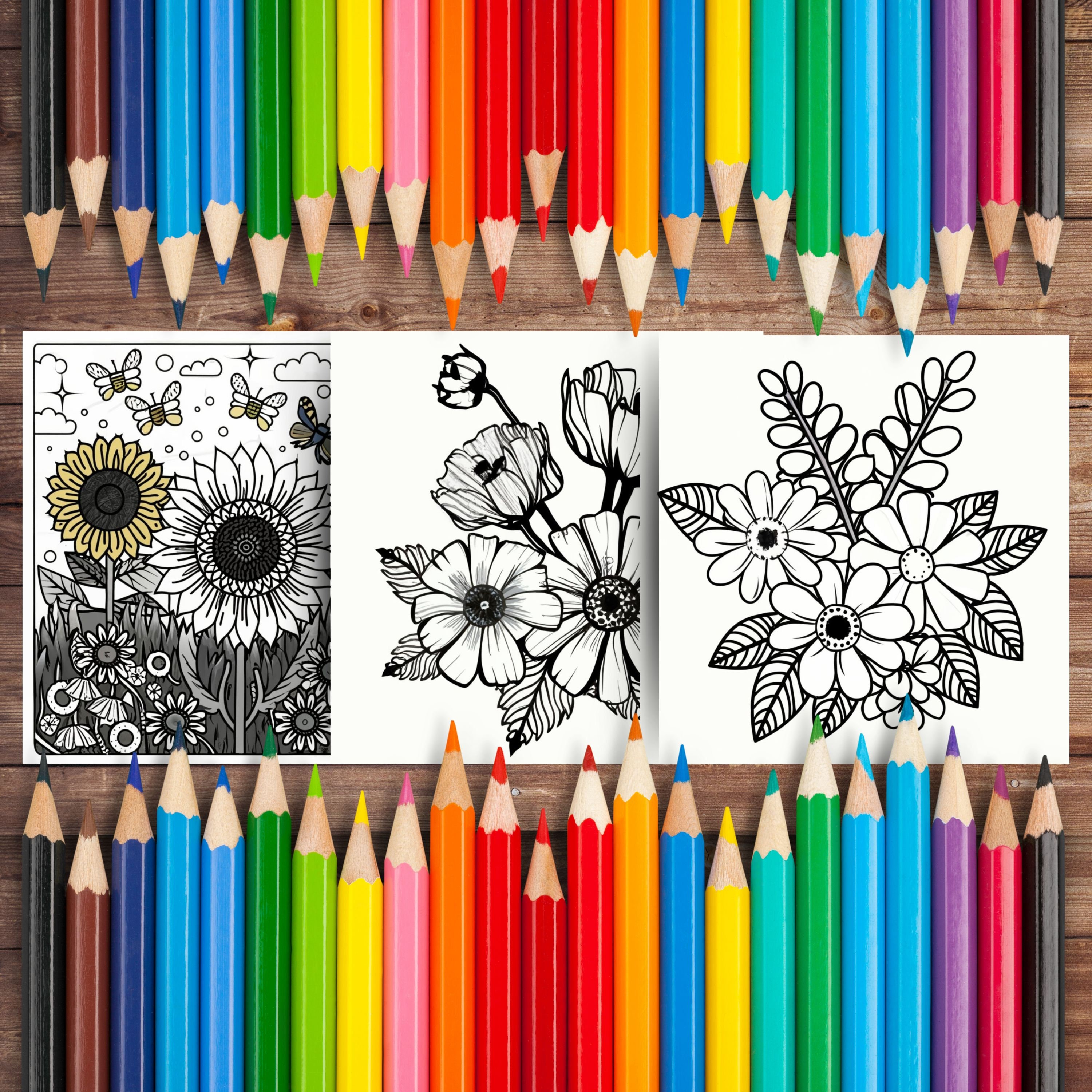 110 Floral Coloring Page, Flowers Coloring Page, Printable, PDF, Flower ...