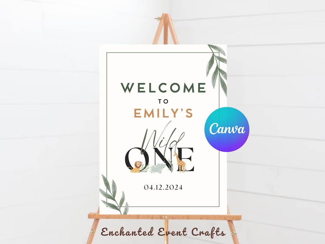 Editable First Birthday Welcome Sign | Wild One Party | 18x24 | Canva ...