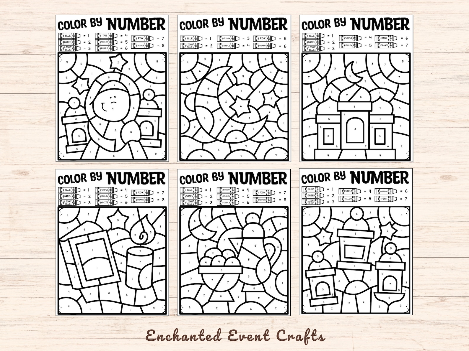 Ramadan Colour by Numbers | Children Activity Coloring Book | Islamic ...