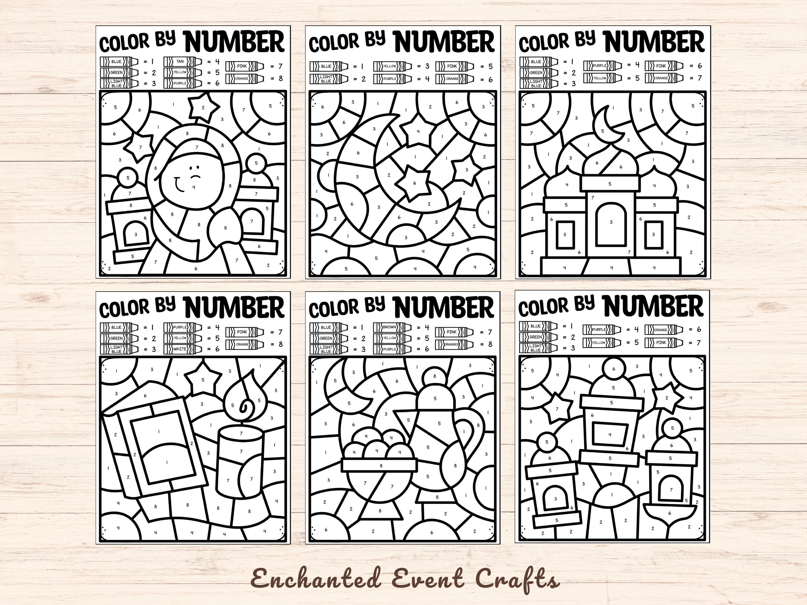 Ramadan Colour by Numbers | Children Activity Coloring Book | Islamic ...
