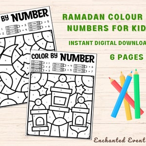 Ramadan Colour by Numbers Children Activity Coloring Book Islamic ...