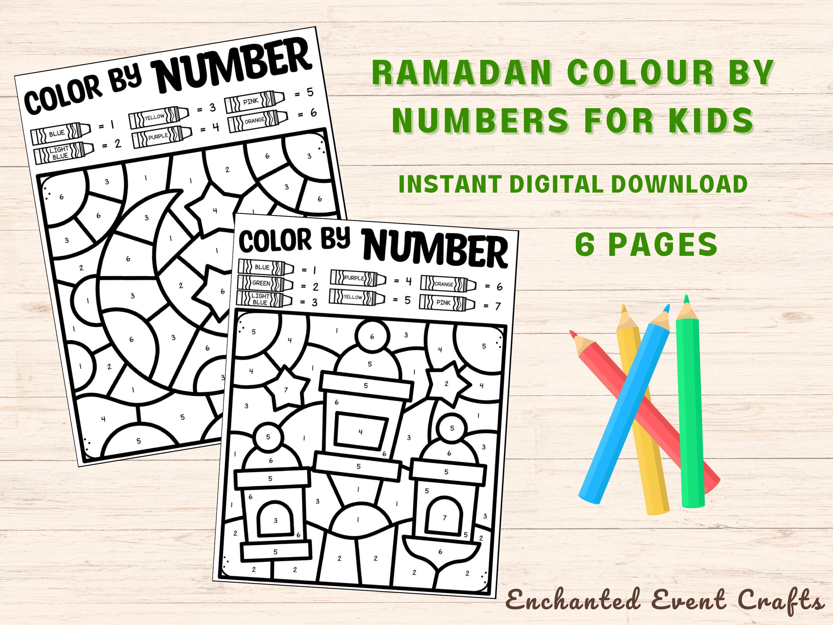 Ramadan Colour by Numbers | Children Activity Coloring Book | Islamic ...