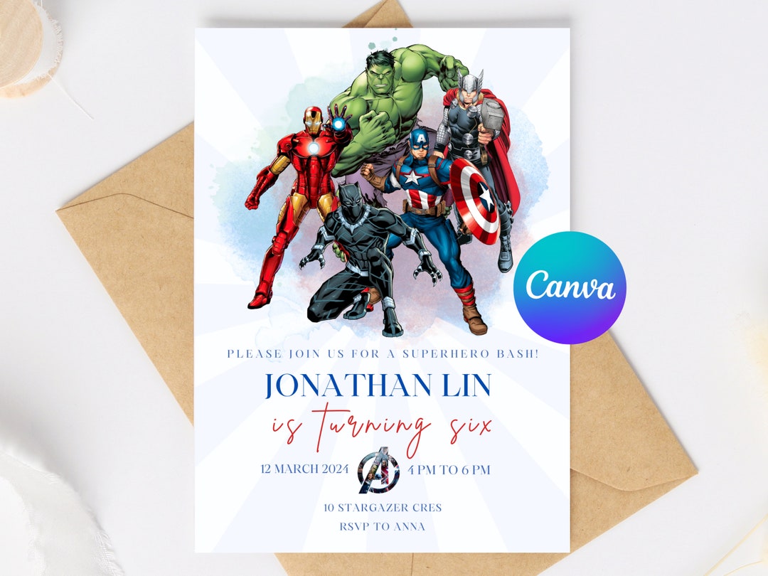 Editable Superhero Birthday Invitation | Kids Birthday Party Invite ...