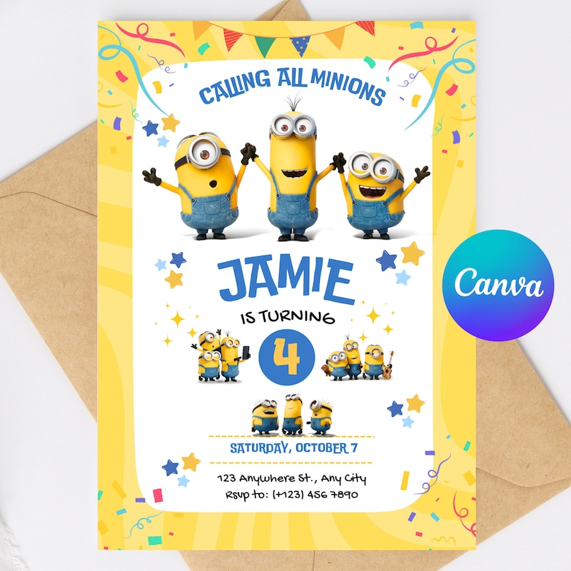 Custom Minion Invitations - Etsy