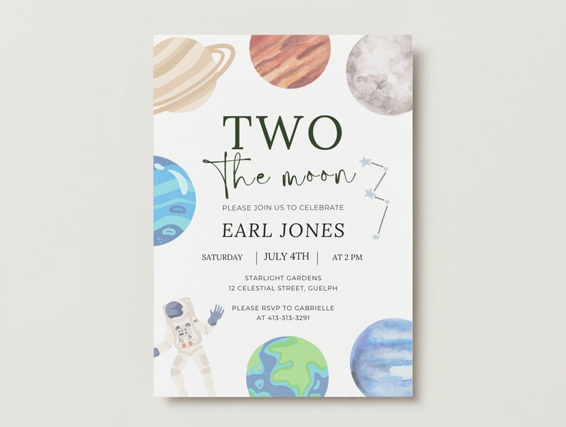 Space Birthday Invitation: Galaxy Theme, Editable Canva Template ...