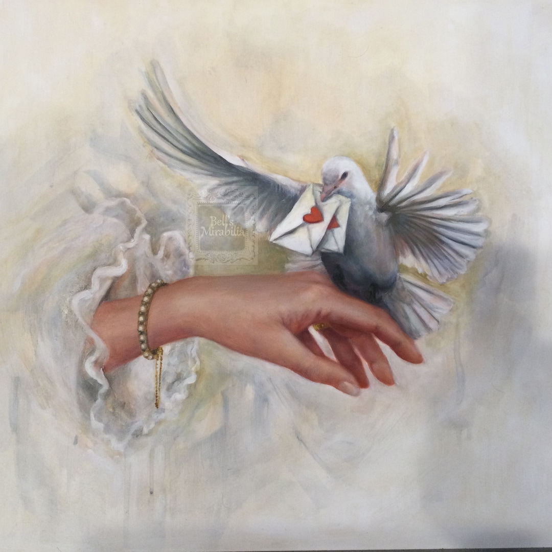 One of a Kind Original Oil Painting on Board valentines Victorian Hand ...