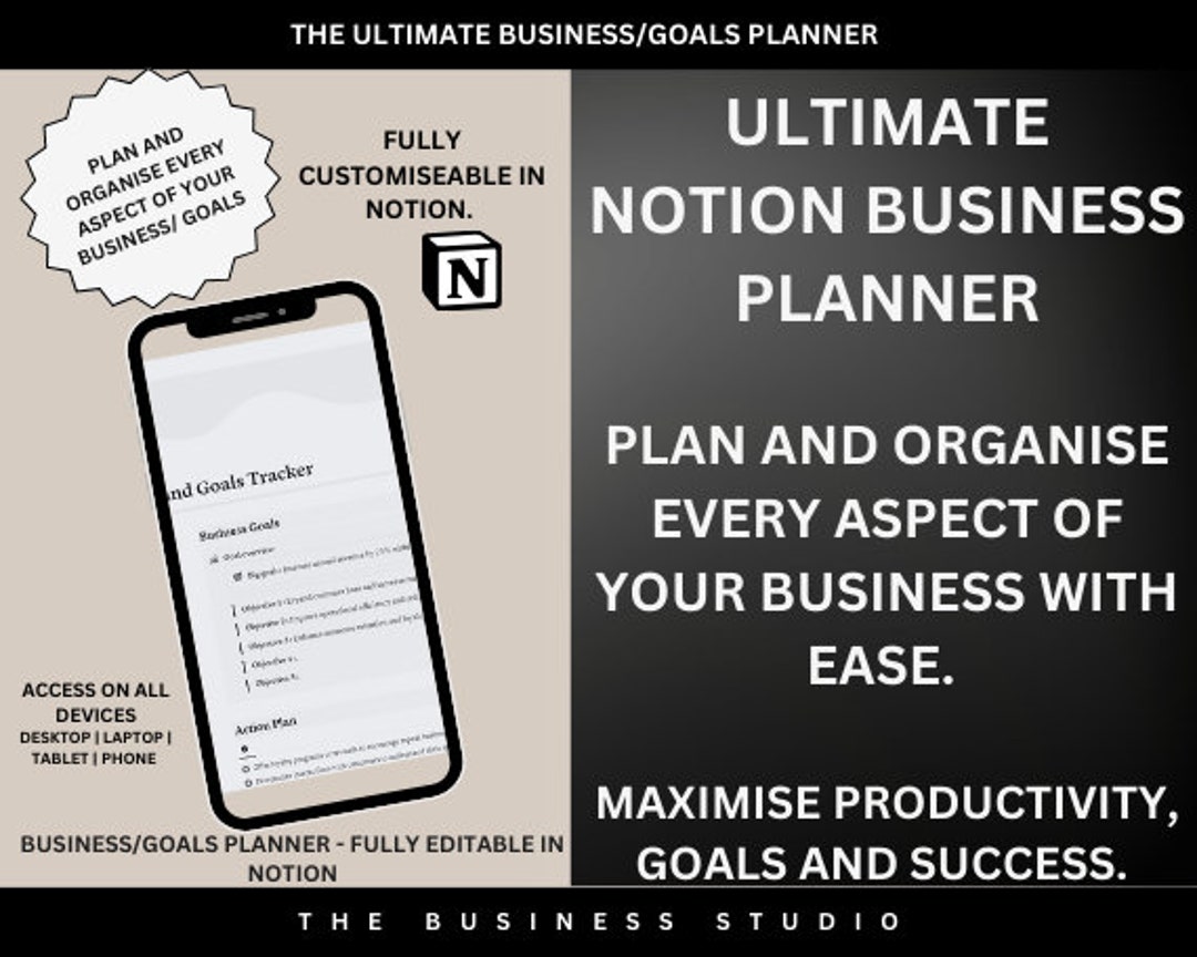 Notion Business Planner Goal Tracker Business Template Ecommerce ...