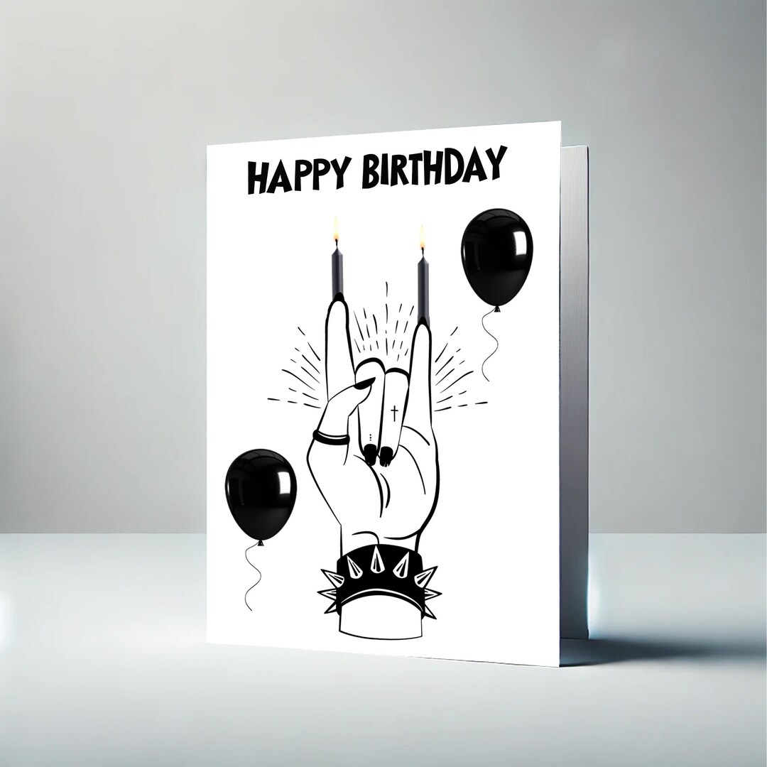 Rock Heavy Metal Birthday Card - Female Ladies Teenager Women Girl ...