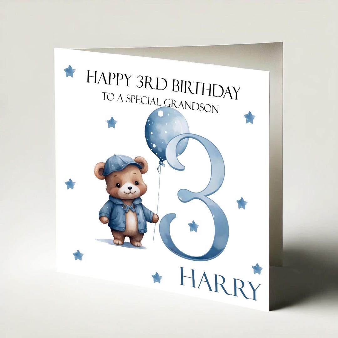 Personalized Teddy Bear Birthday Card: Name, Age, Relation - Etsy
