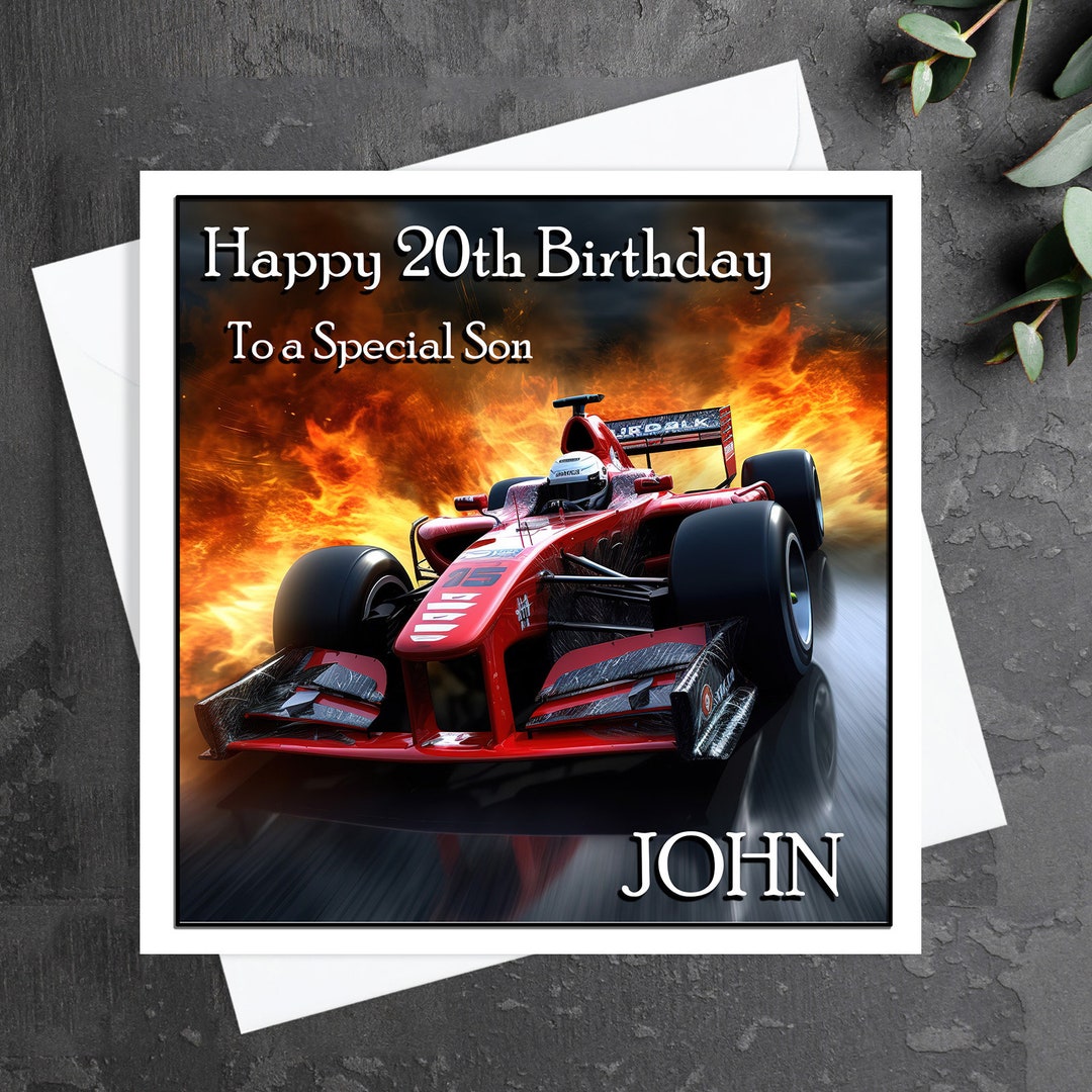 Personalised Racing F1 Car Birthday Card- Formula One,racing Car ...