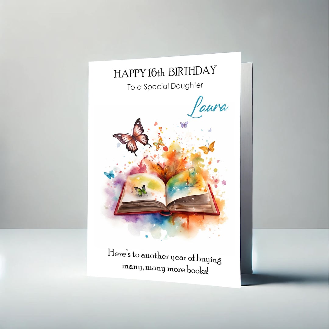 Personalized Book Birthday Card: Watercolor Butterflies - Etsy