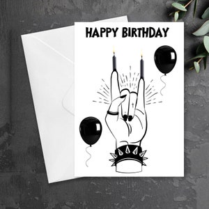 Rock Heavy Metal Birthday Card - Female Ladies Teenager Women Girl ...