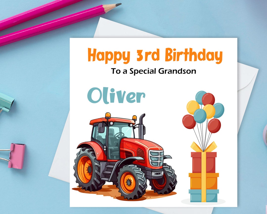 Personalised Happy Birthday Tractor Card Greeting Tractors Farmer Dad ...