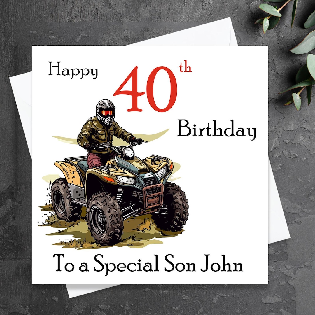 Personalised Birthday Card, Quad Bike Birthday Card, Happy Birthday ...