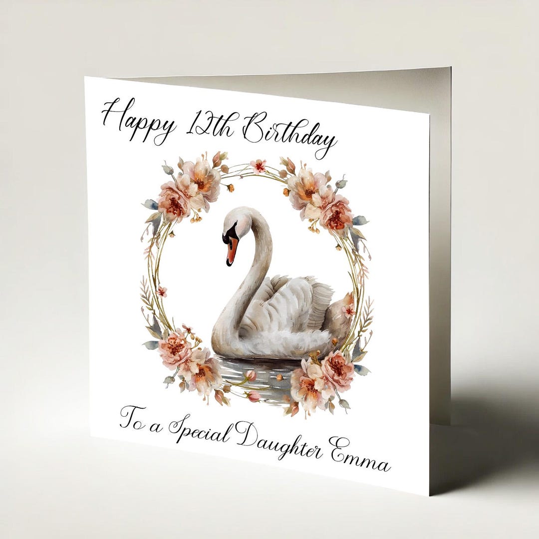 Personalised Swan Birthday Card - Girls Birthday - Personalised ...