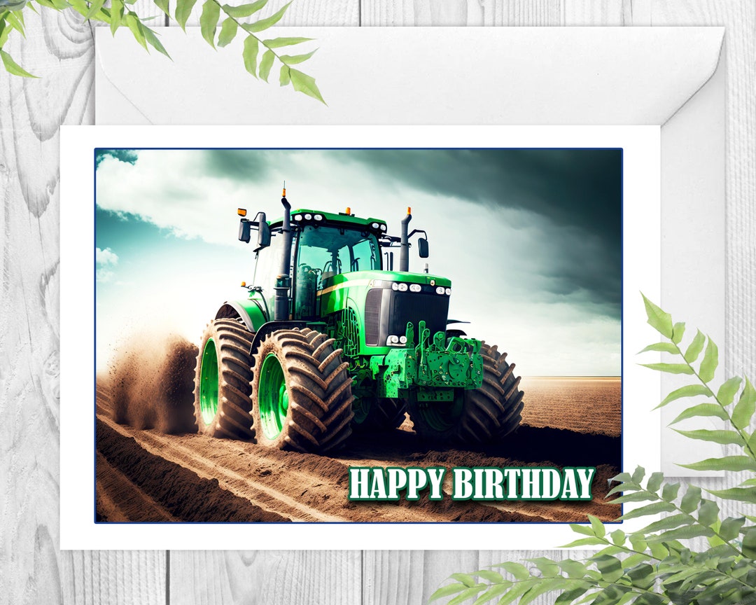 Happy Birthday Tractor Card Greeting Tractors Farmer Dad Brother Men ...